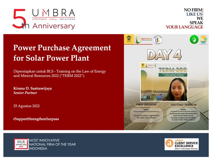 UMBRA | Training – Power Purchase Agreement for Solar Power Plant